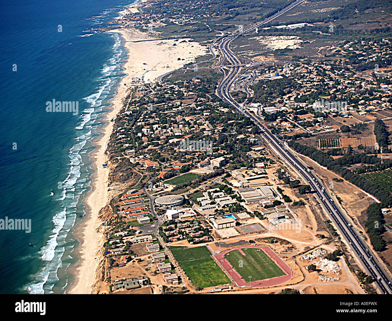 aerial photography of Natanya Israel as seen from north including ...