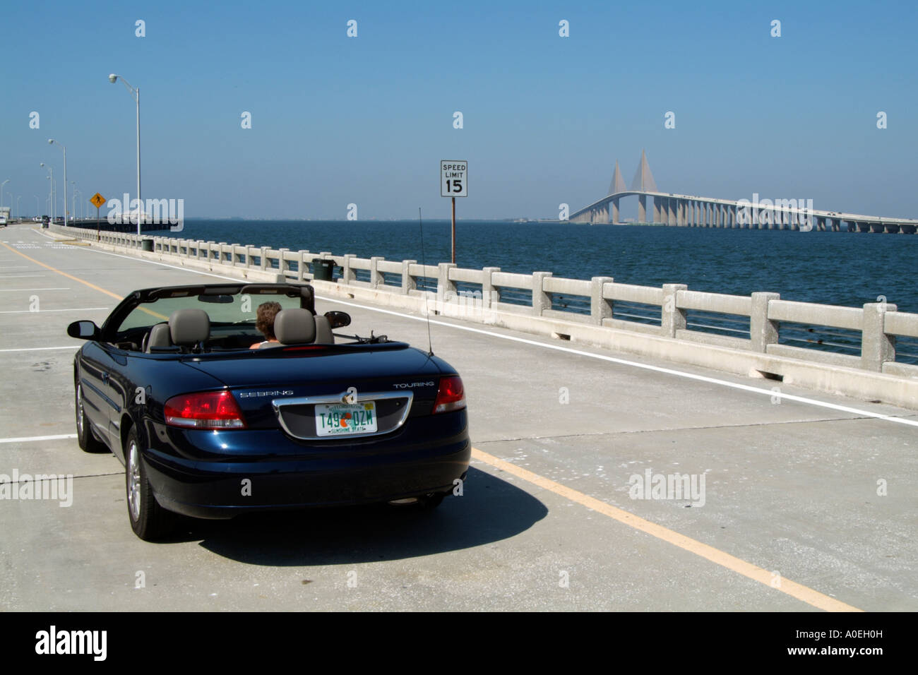 Sunshine Skyway Bridge which spans Tampa Bay Florida USA seen from ...