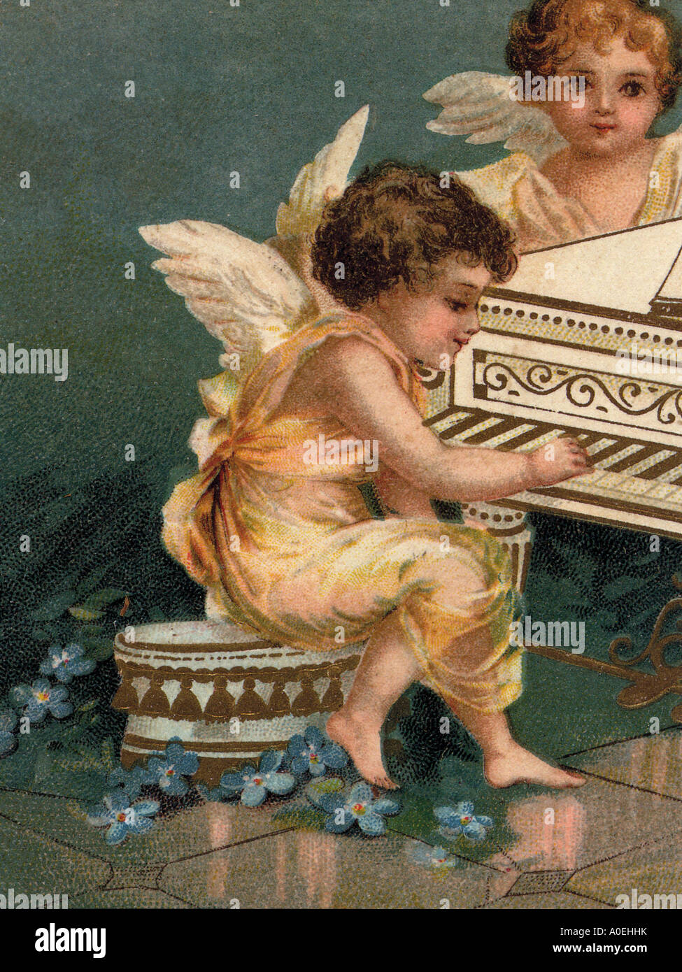 CHERUBS in an Edwardian engraving on a greetings cards Stock Photo - Alamy