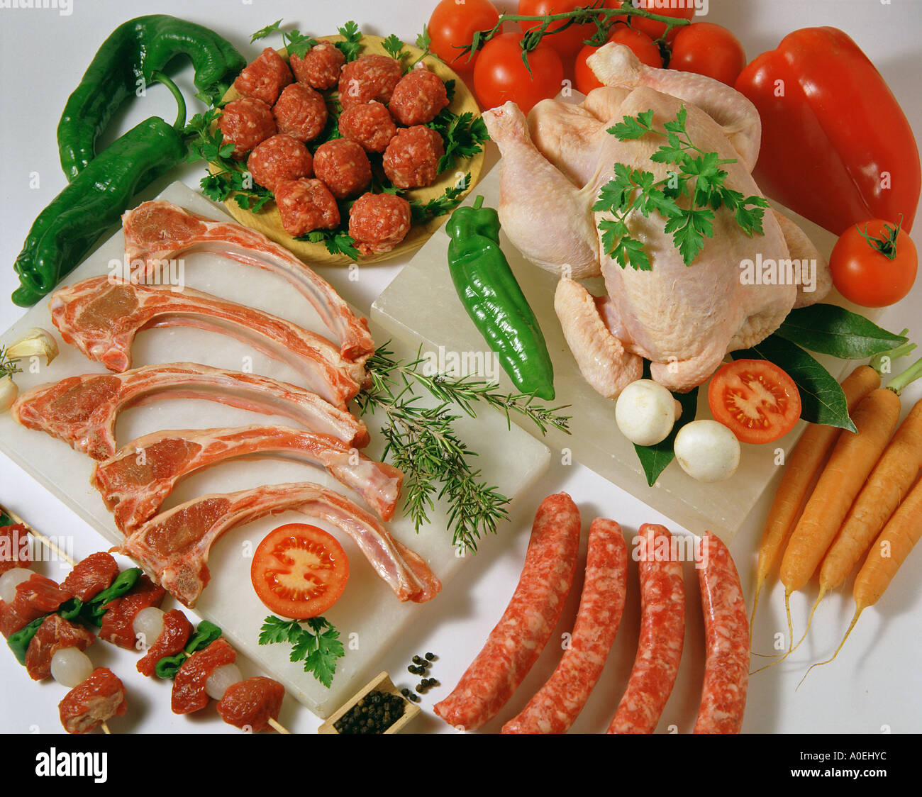 Meat chicken assorted butcher hi-res stock photography and images - Alamy