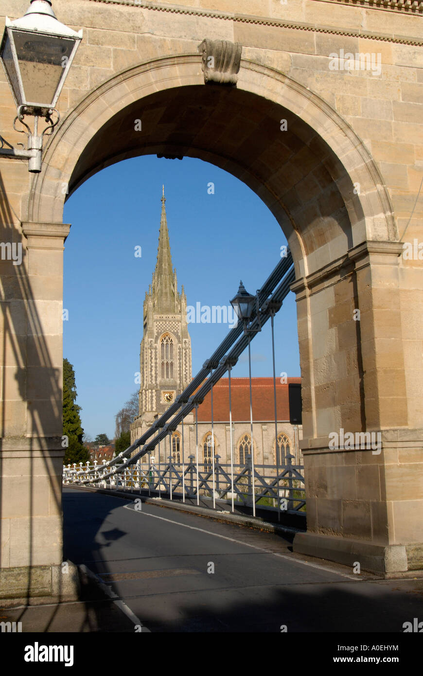 Marlow Suspension Bridge All Saints Church in Buckinghamshire UK Stock ...