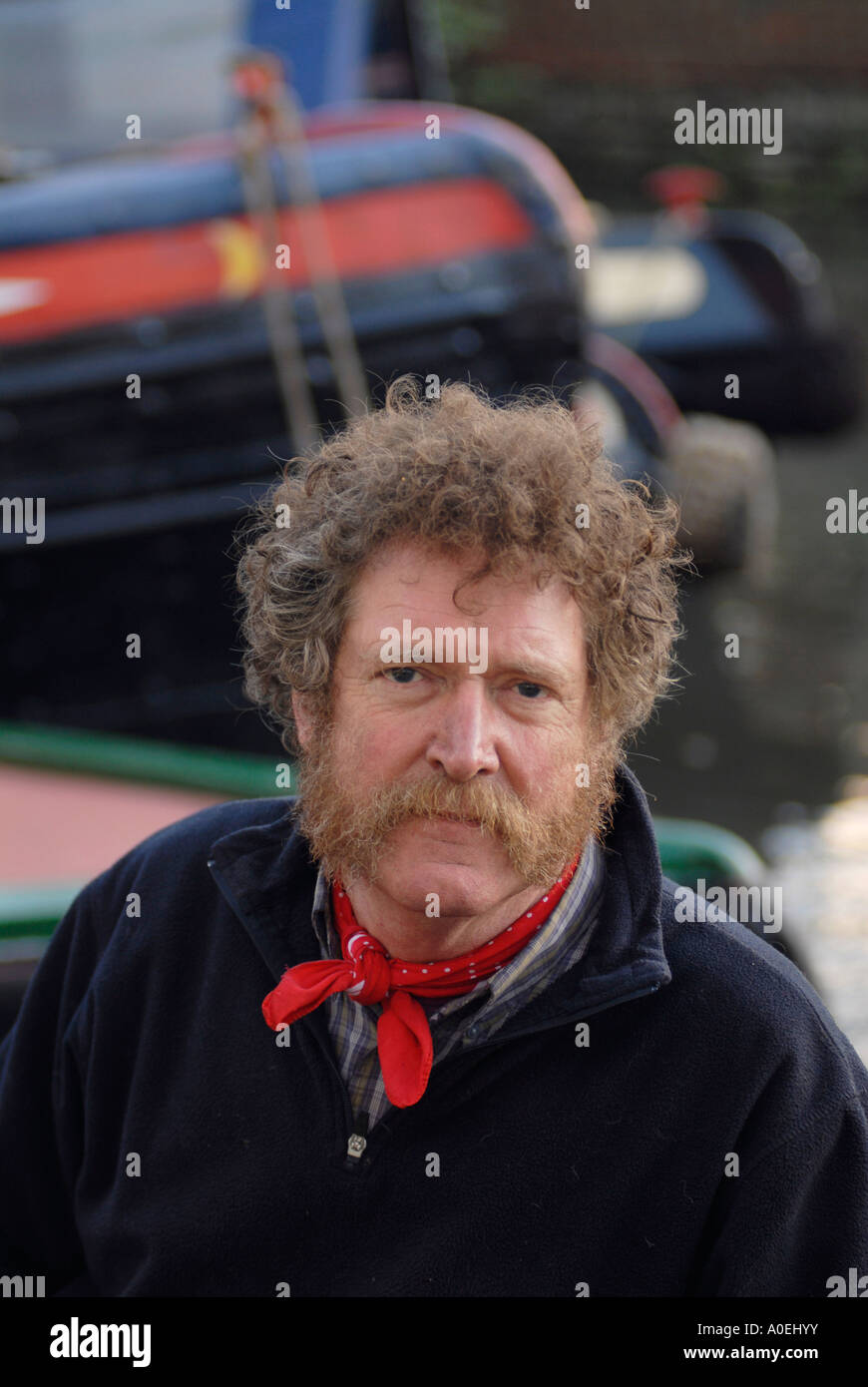 Narrowboat tug owner Tim Wood UK Stock Photo - Alamy