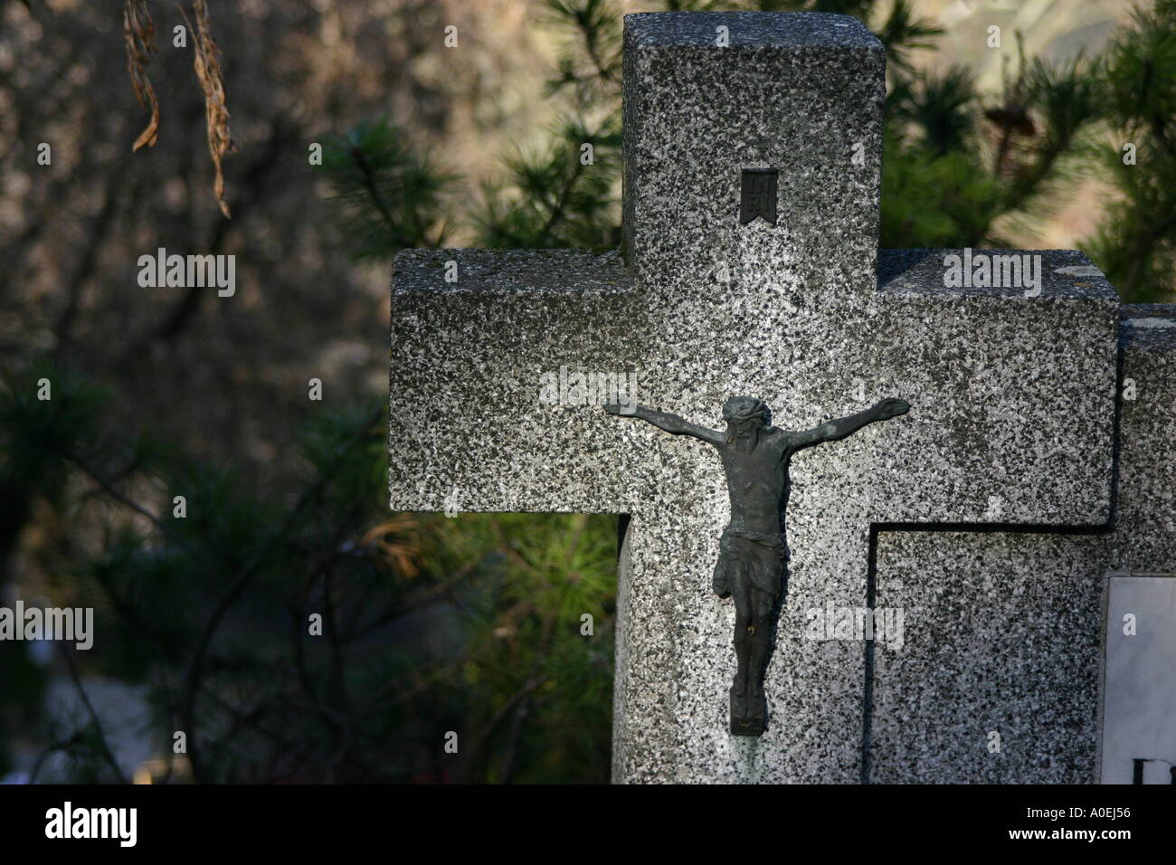 stone cross with Jesus Stock Photo - Alamy