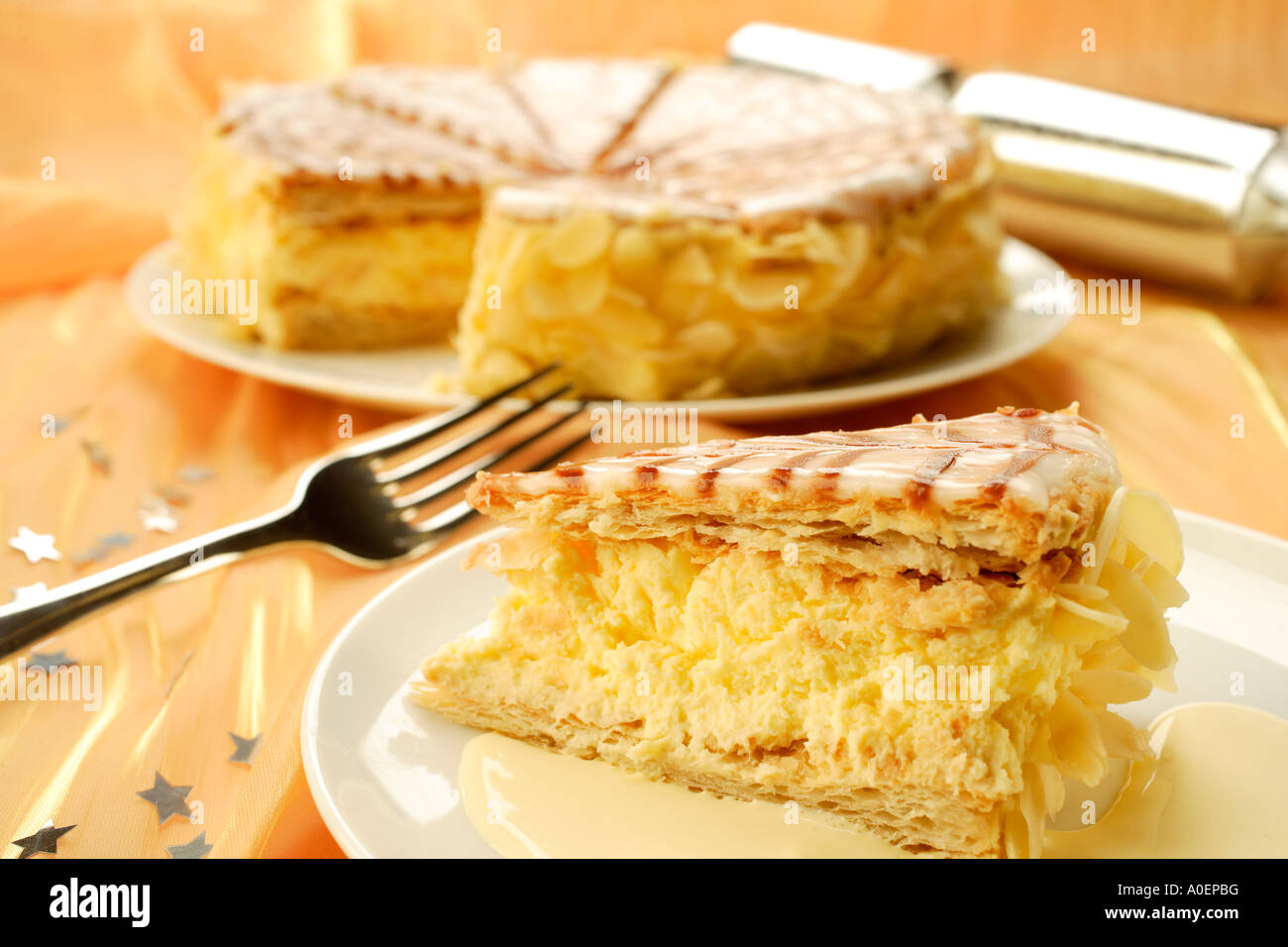 Christmas dessert of fresh cream slice Stock Photo - Alamy