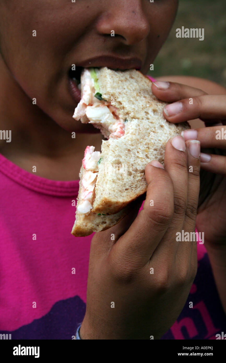 Women Eating a Pre Packaged Sandwich Stock Photo - Alamy