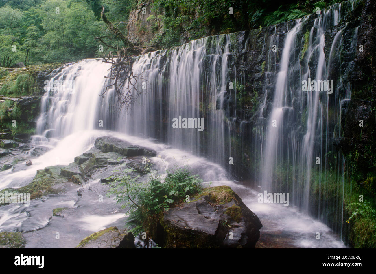 Waterfalls Ystradfellte Brecon Beacons Mid Wales Stock Photo - Alamy