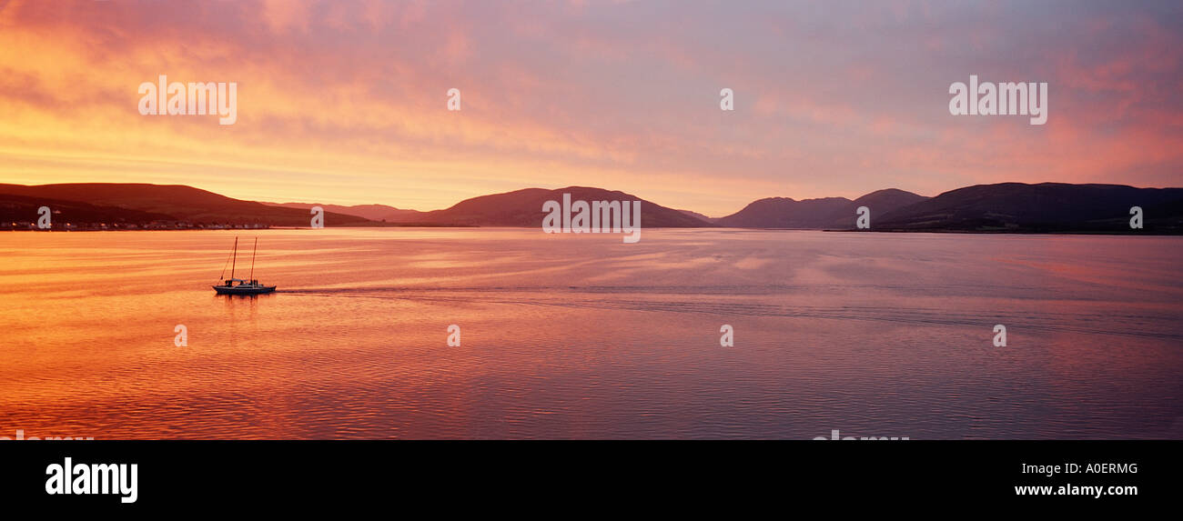 VIEW OF THE BAY AT FROM ROTHESAY LOCH STRIVEN ISLE OF BUTE AT SUN SET ...