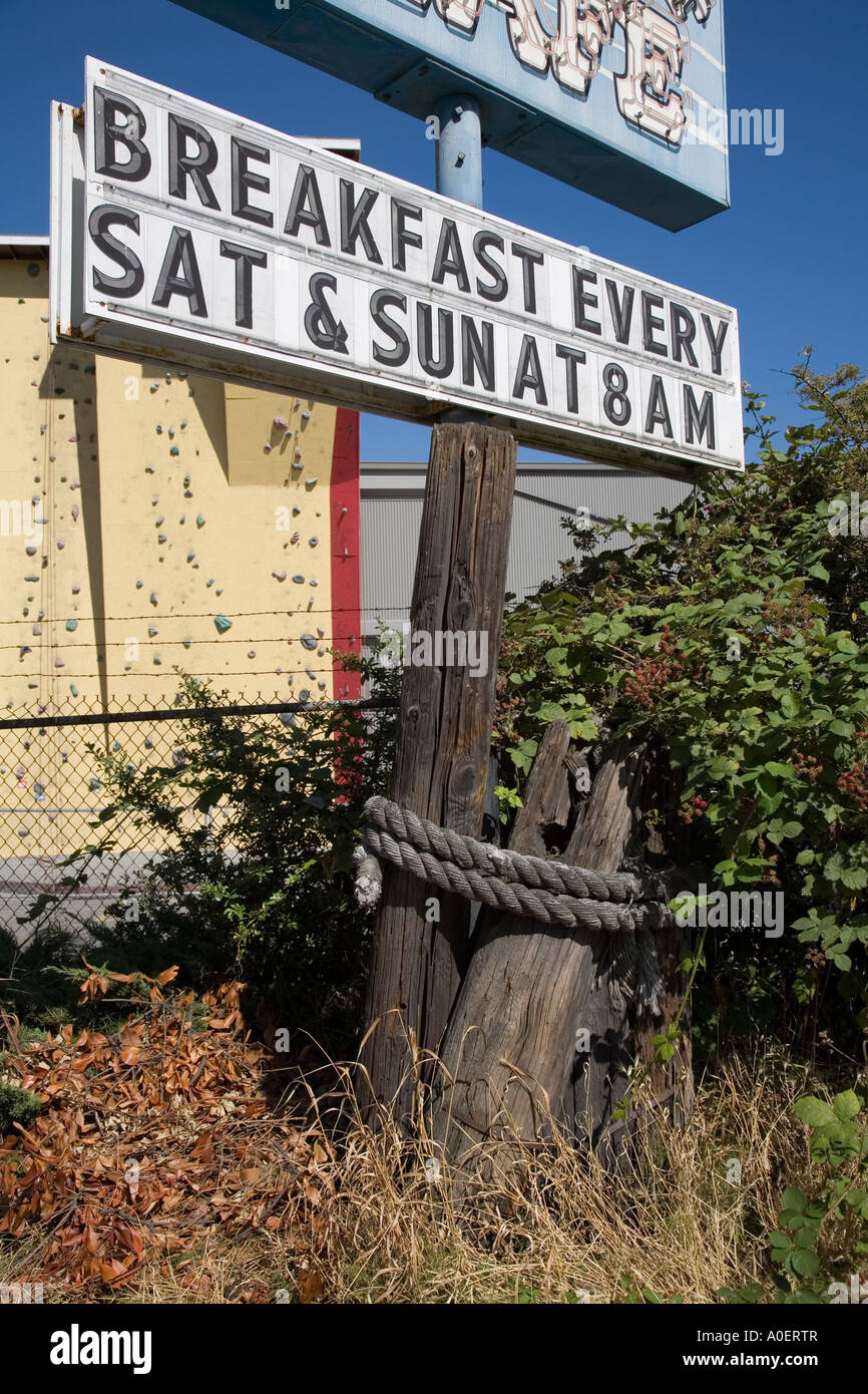Breakfast sign for cafe Seattle USA Stock Photo - Alamy