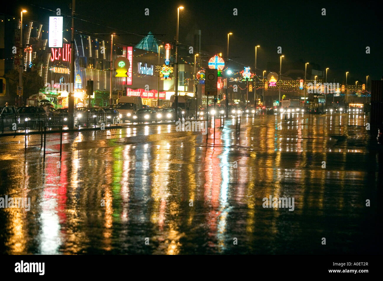 Blackpool illuminations on a rainy October evening Stock Photo - Alamy