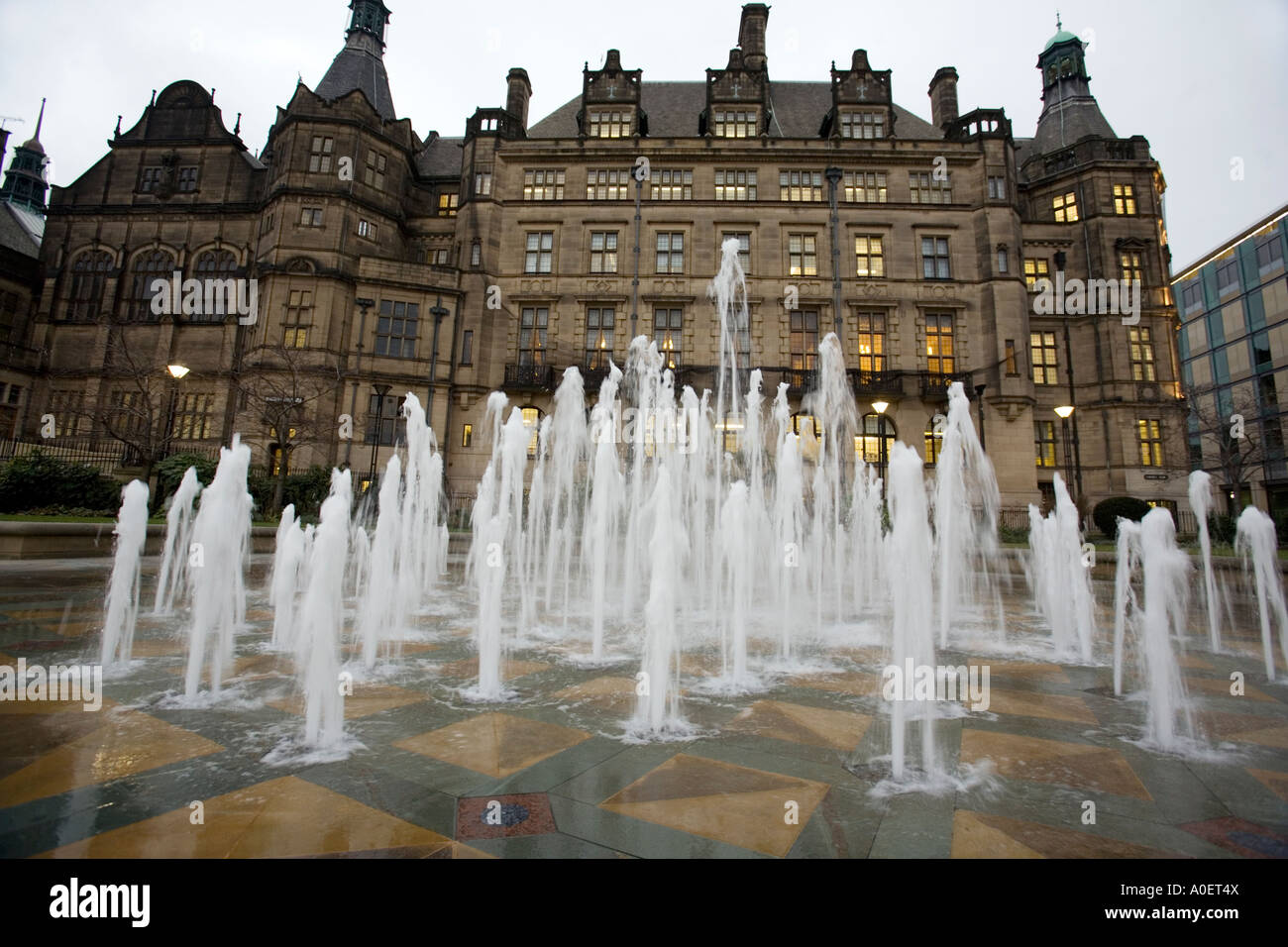 The Goodwin fountain in front of Sheffield town hall at the top of ...