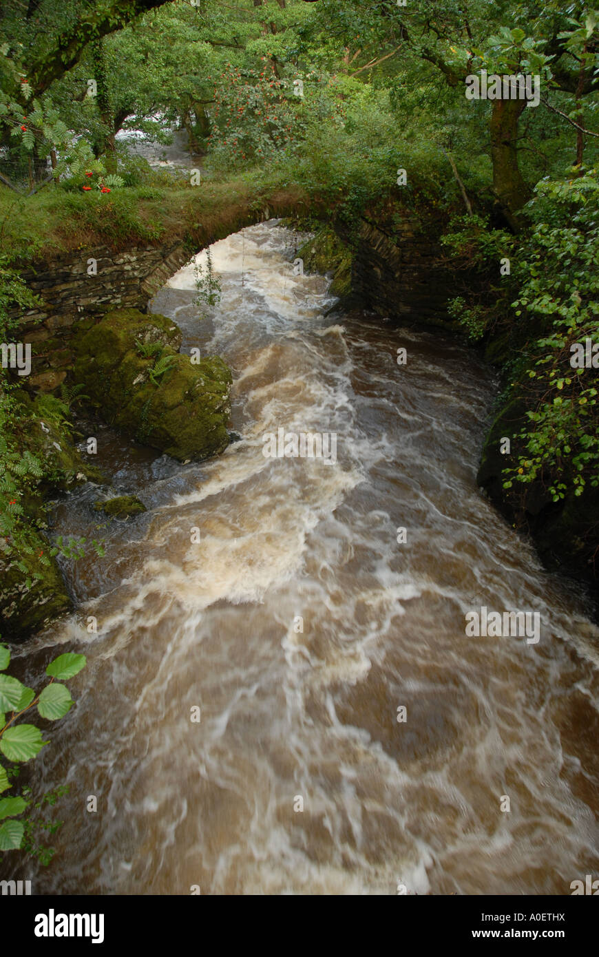 Disused Footbridge Over River Machno in Flood near Betws y Coed ...