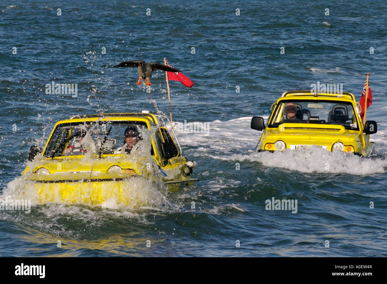Two Dutton amphibious cars crossing the English Channel Stock Photo - Alamy