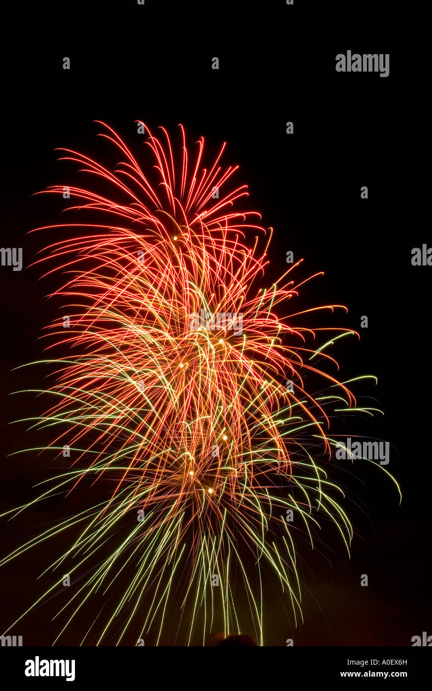 Bang bright colours explosion fireworks lights loud red sky yellow hi ...