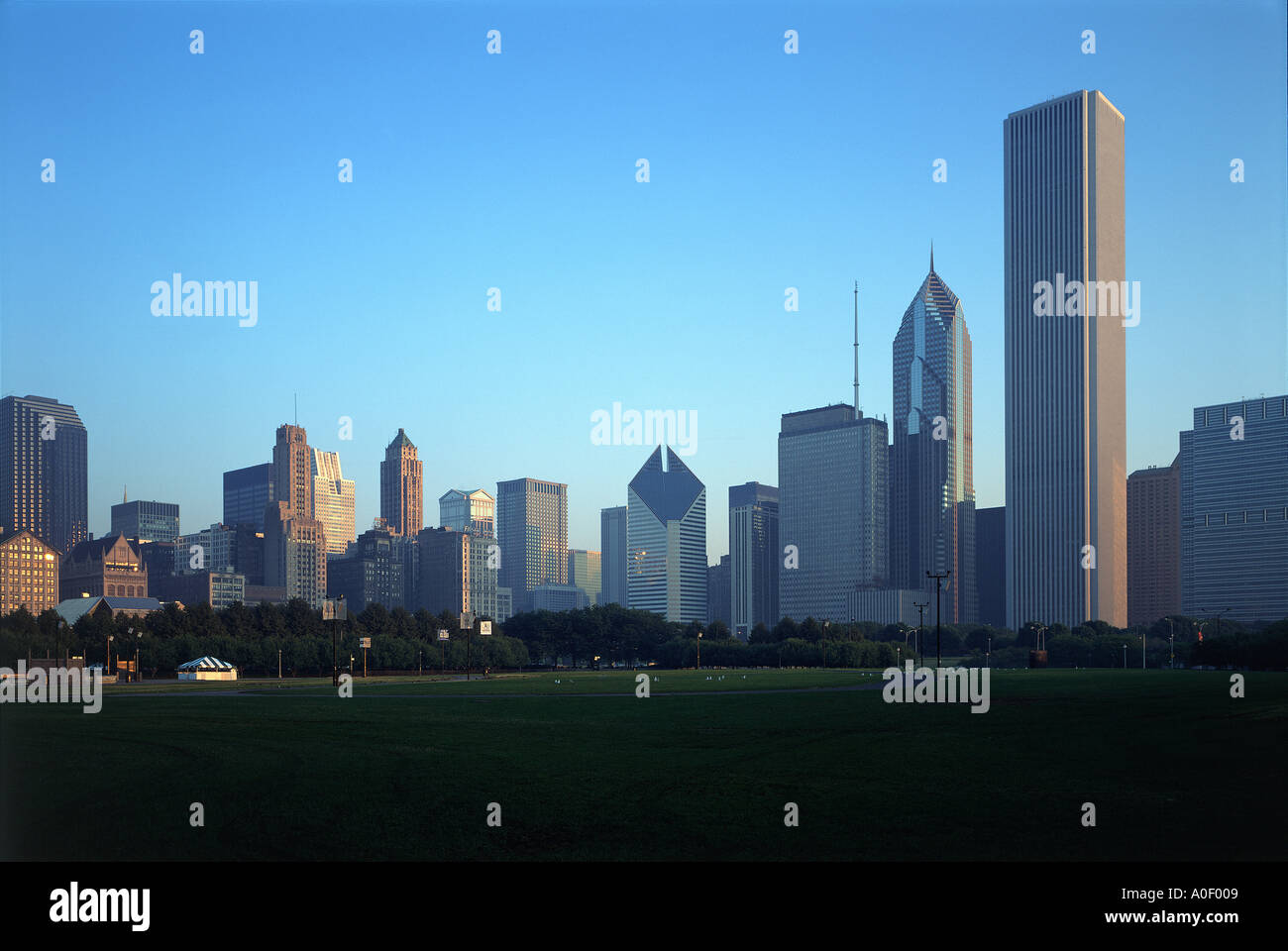 Sunrise view of Grant Park, Stone Container Building, Two Prudential ...
