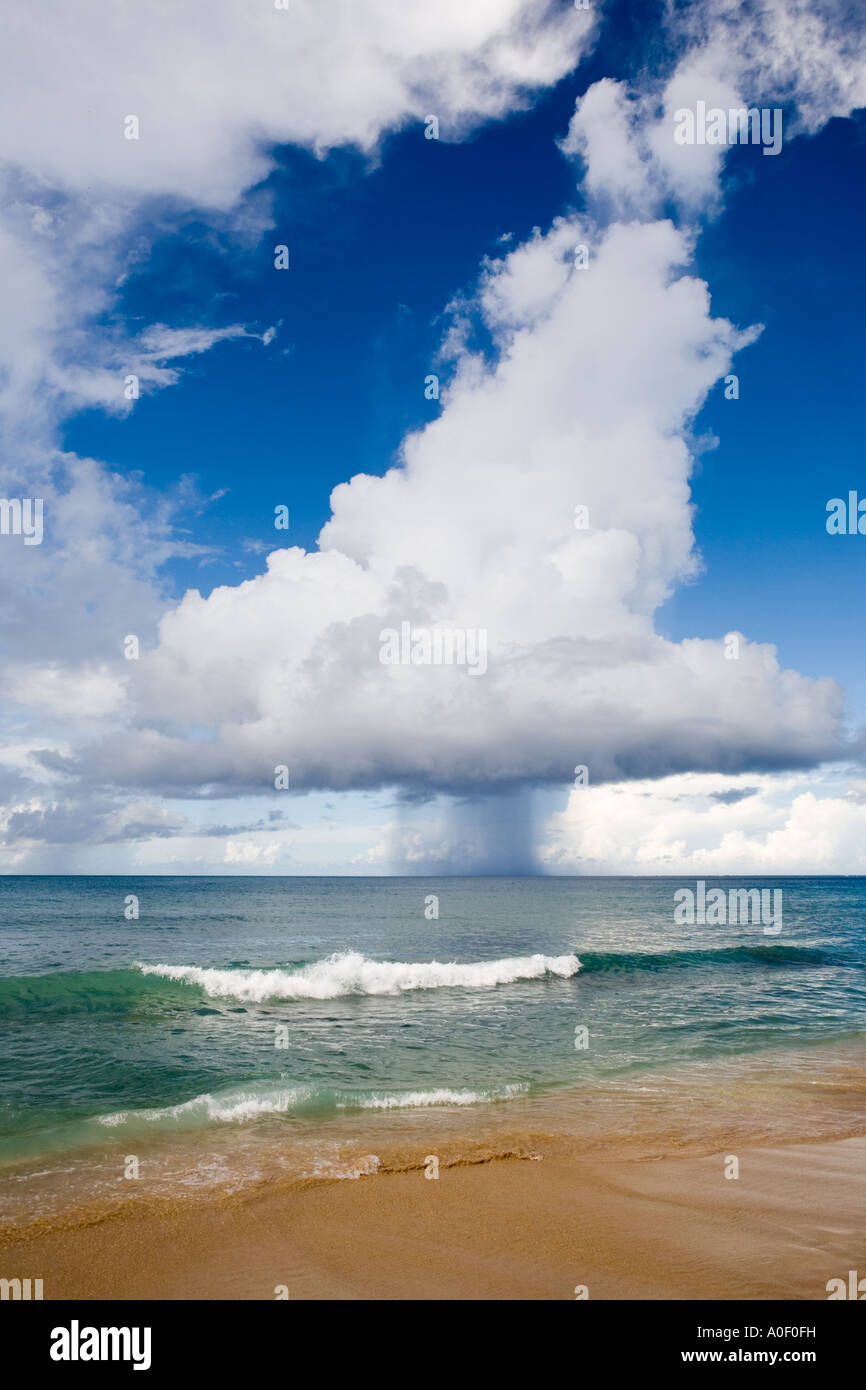 Rain cloud forming over ocean and beach , Tobago Island Caribbean Stock ...