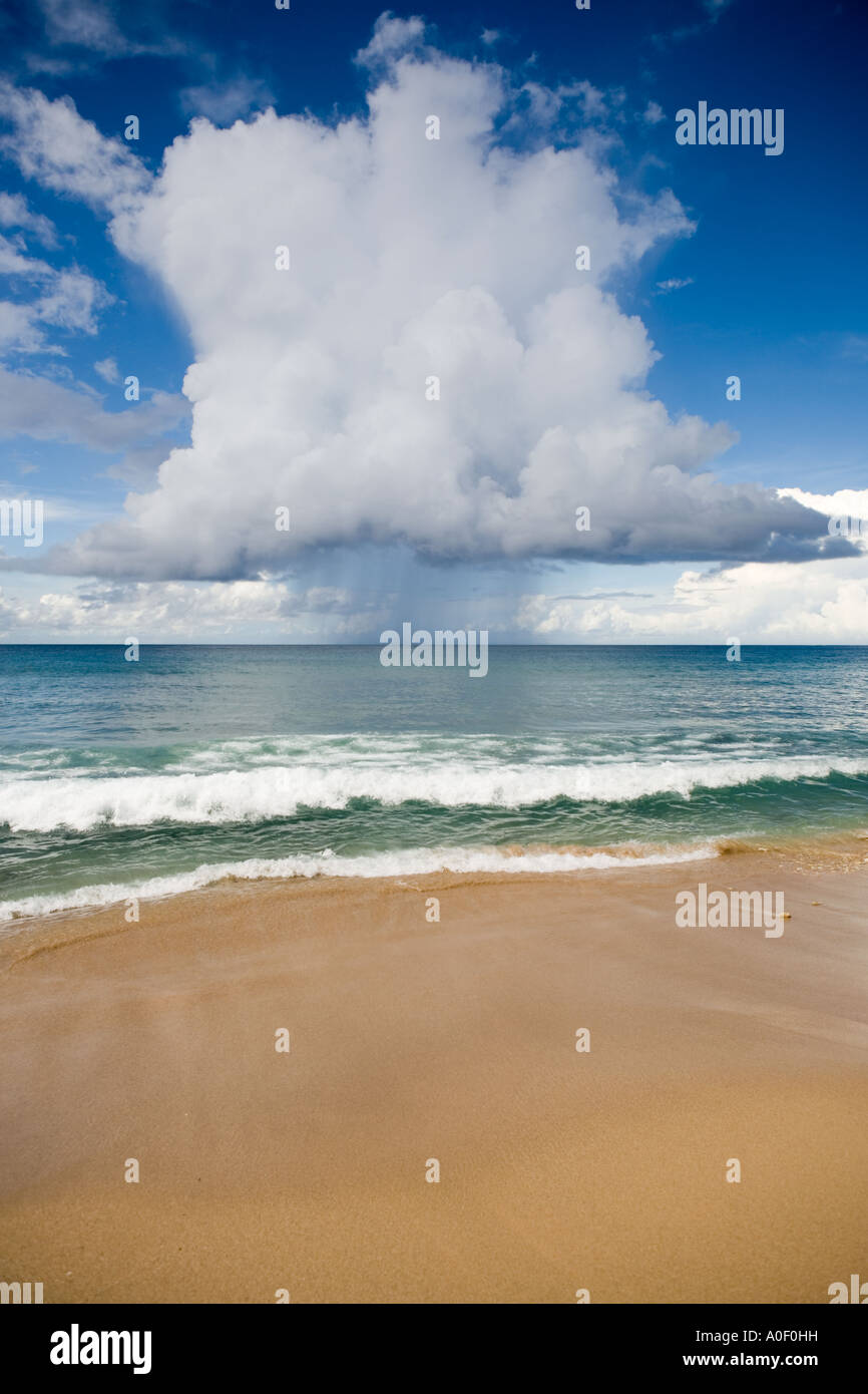 Rain cloud forming over ocean and beach , Tobago , Caribbean Stock ...