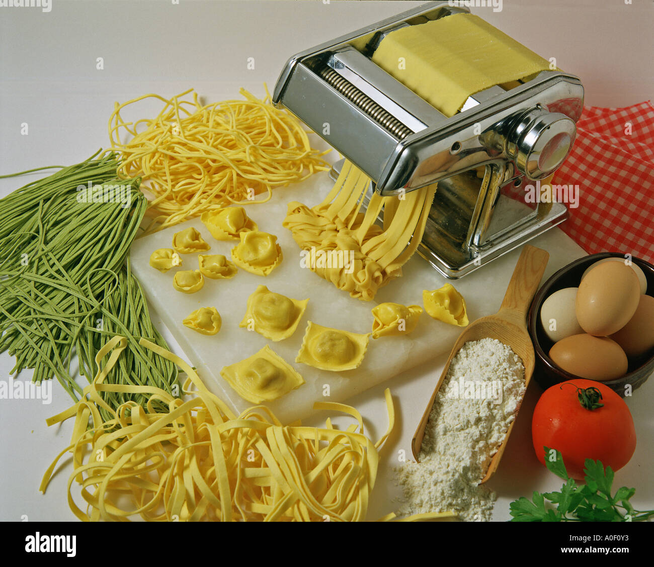Assorted fresh pasta Stock Photo - Alamy