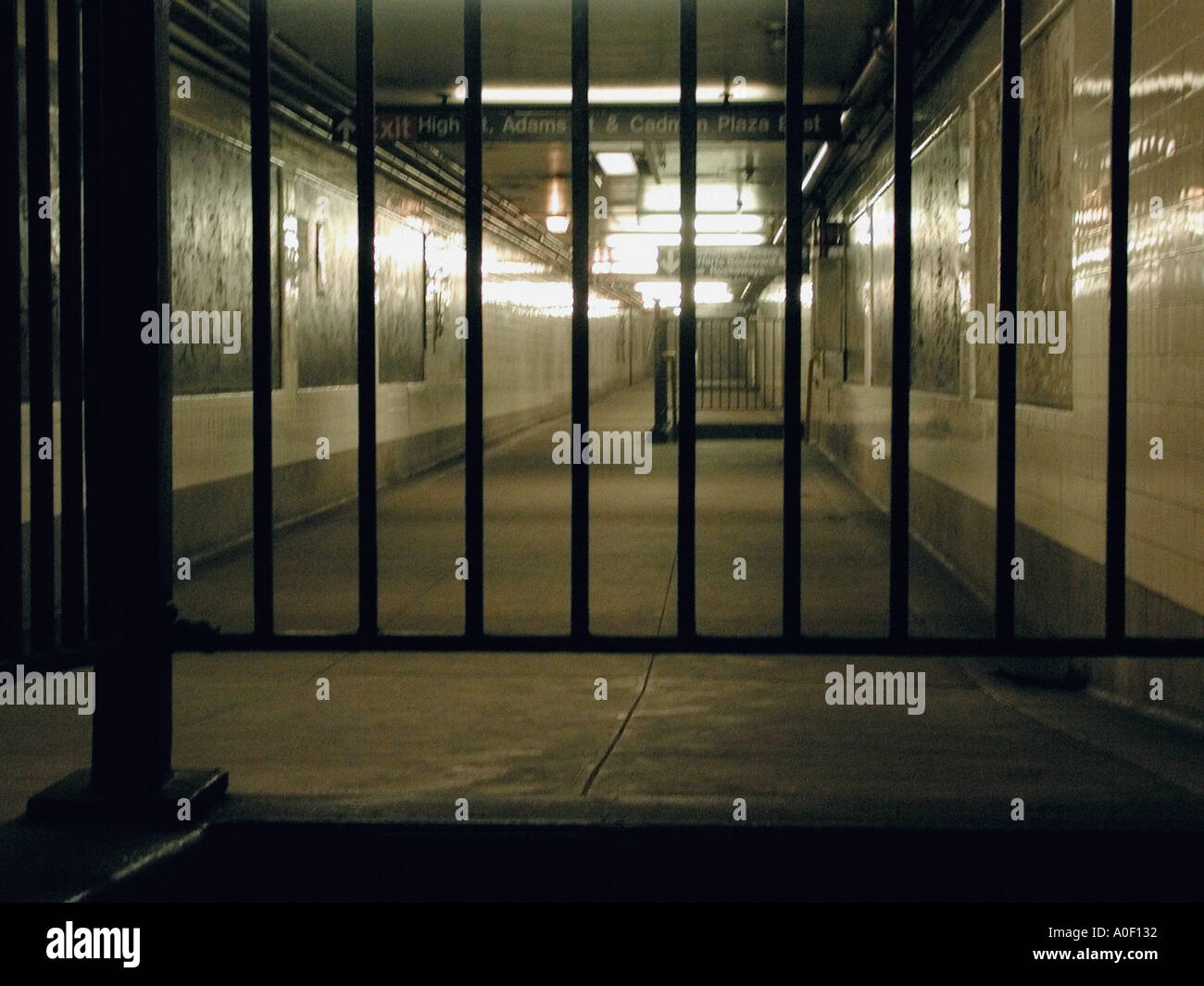 Railing in subway station New York City NY USA Stock Photo - Alamy