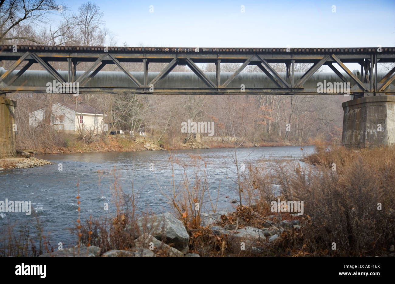 Bridge supporting a drain pipe Stock Photo - Alamy