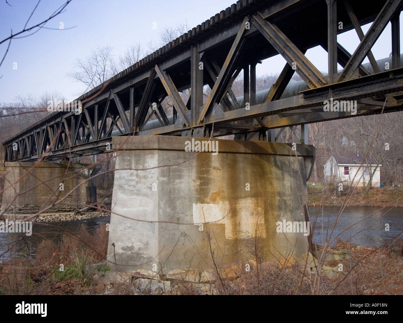 Bridge supporting a drain pipe Stock Photo - Alamy