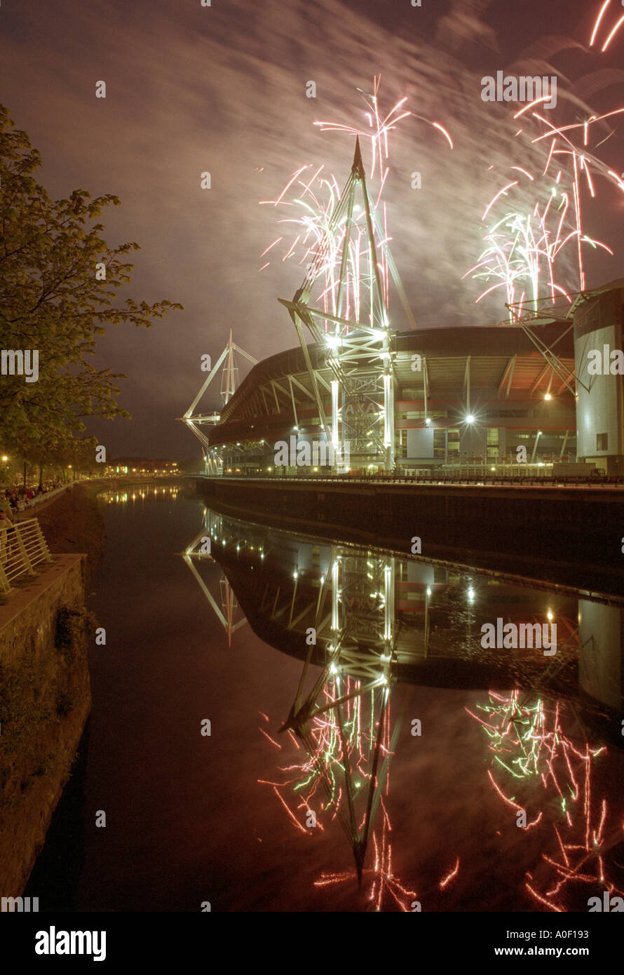 Millenium Stadium fireworks Stock Photo - Alamy