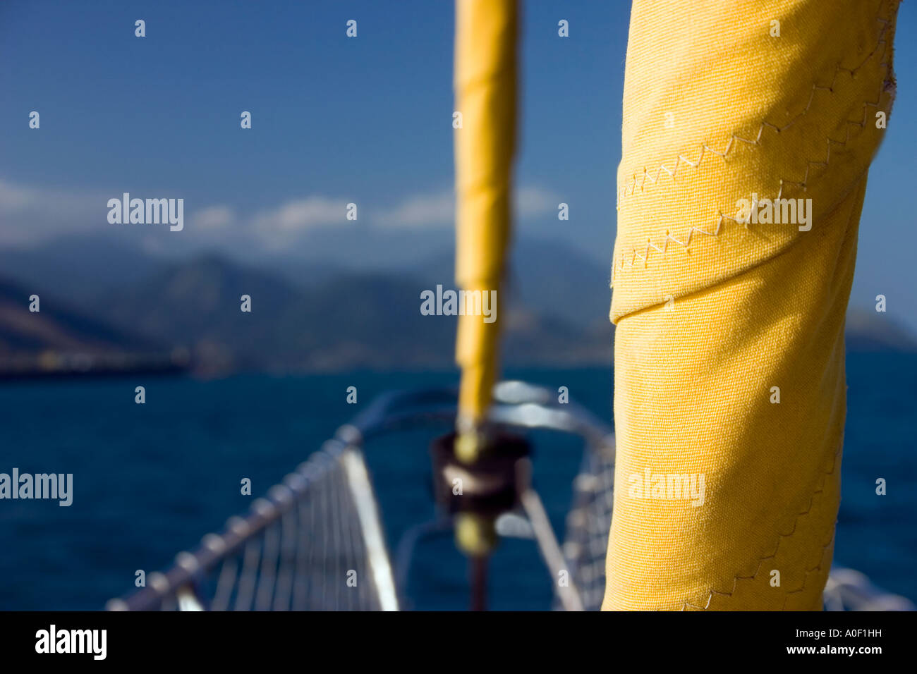 Close up of a rolled sail from a sailboat Stock Photo - Alamy