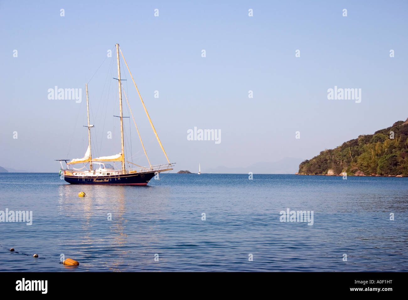 Sailboat Veleiro Azul at Port of Santana, Ilha Grande (Big Isaland ...