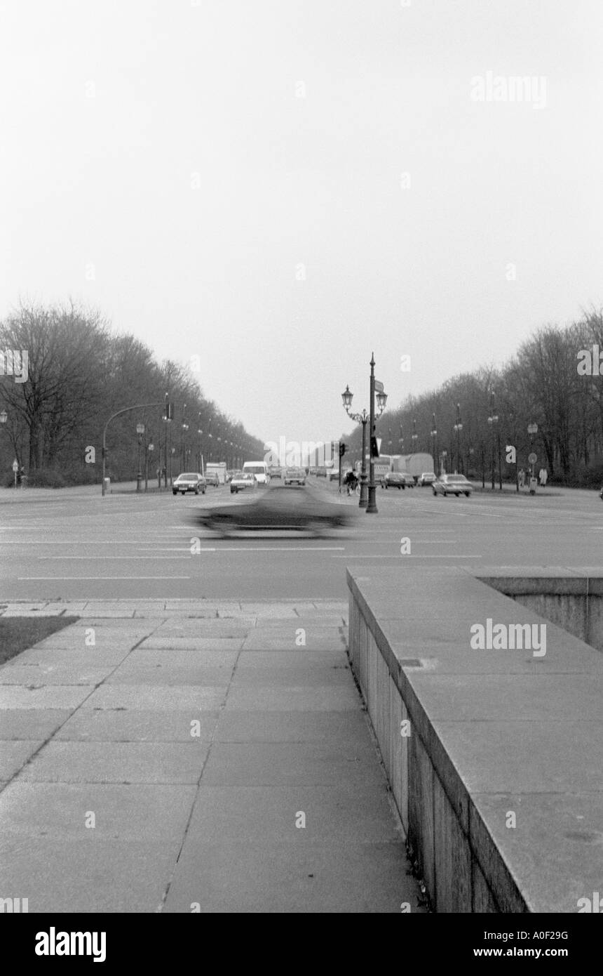 Cars cross Main road intersection near Brandenburg Gate Berlin Germany ...