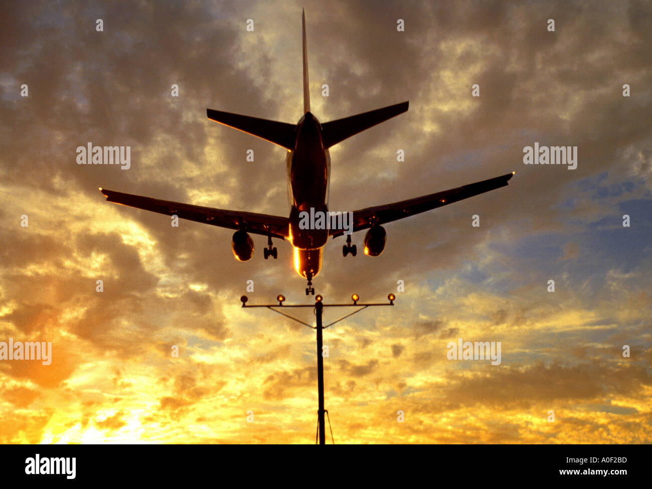 Commercial aircraft landing at LAX Los Angeles International Airport ...