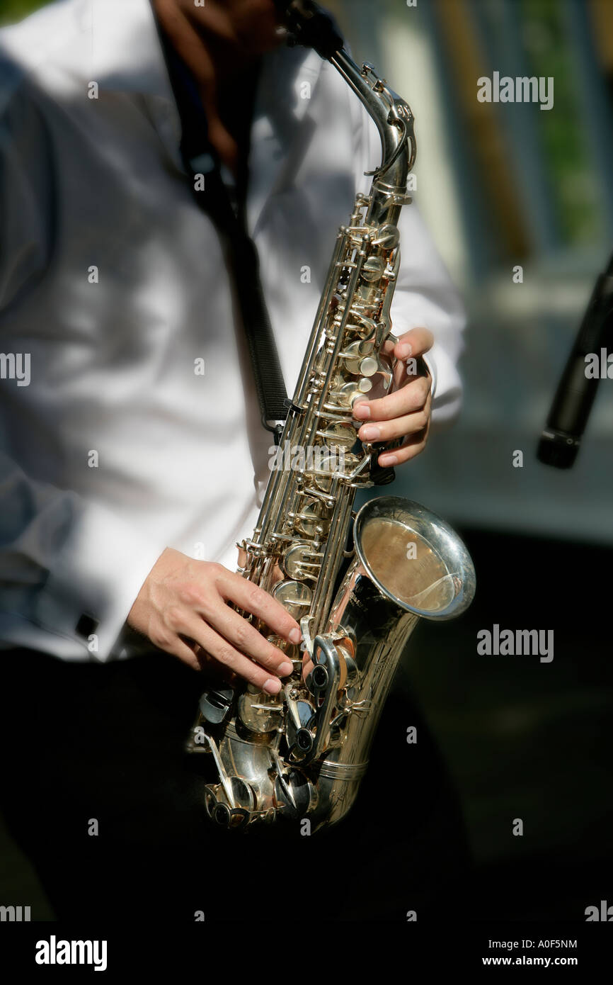 Playing the Saxaphone Stock Photo - Alamy