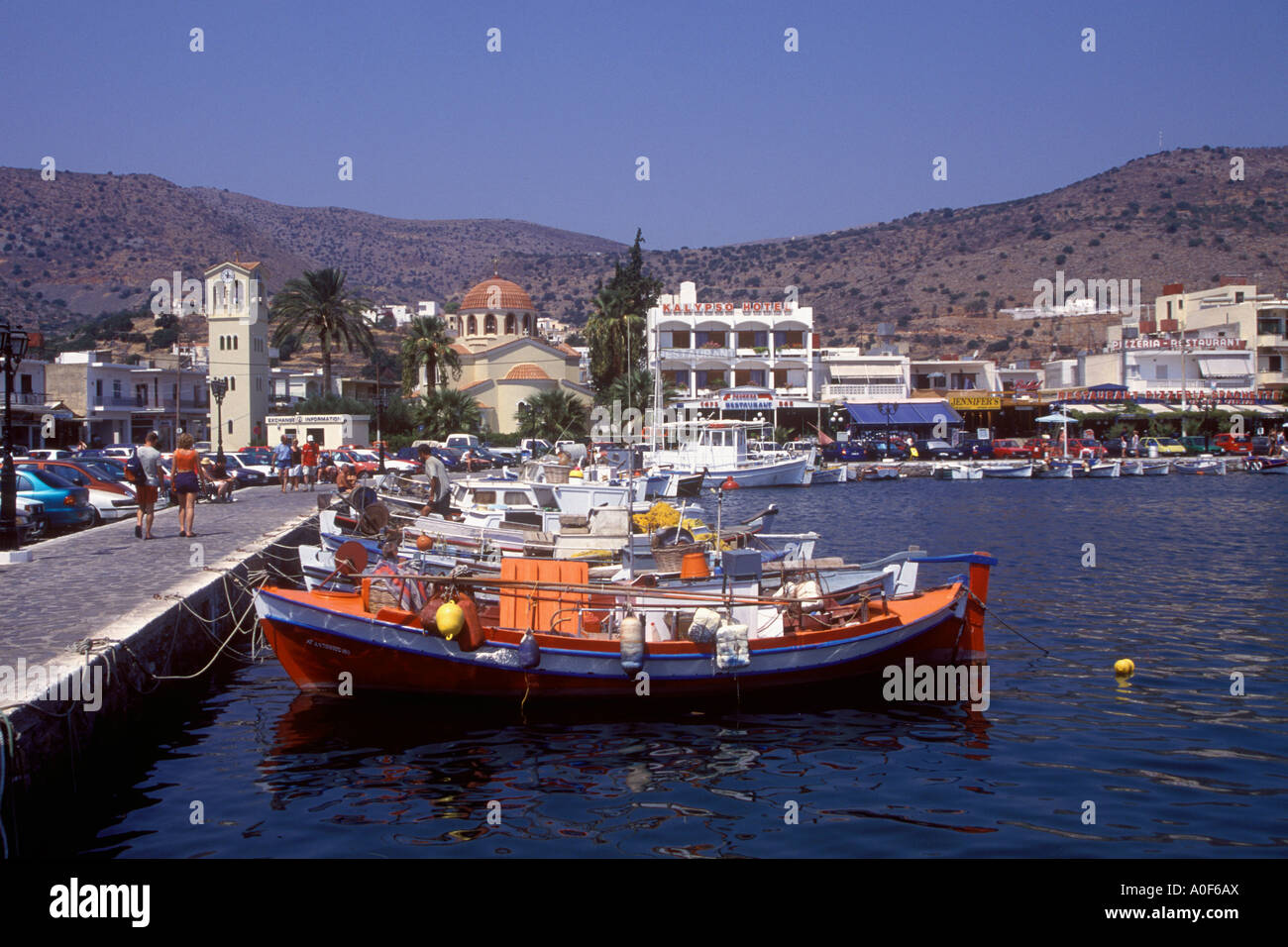 Crete - The picturesque harbour at Elounda Stock Photo - Alamy