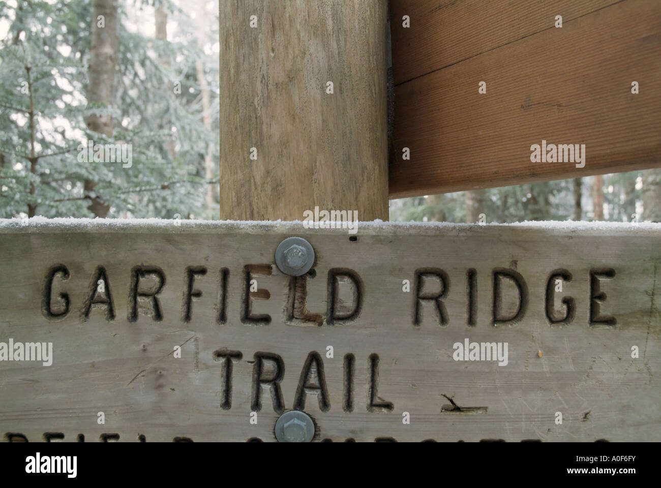 Garfield RidgeTrail Sign located in the White Mountain National Forest ...
