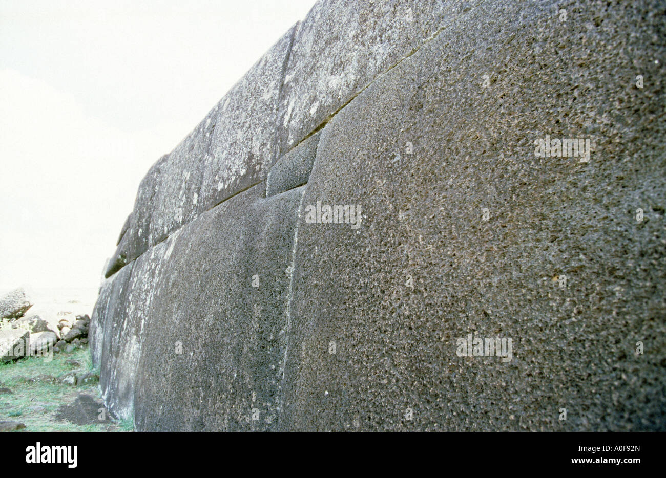 Perfectly cut blocks of stone at the Vinapu complex on Easter Island ...