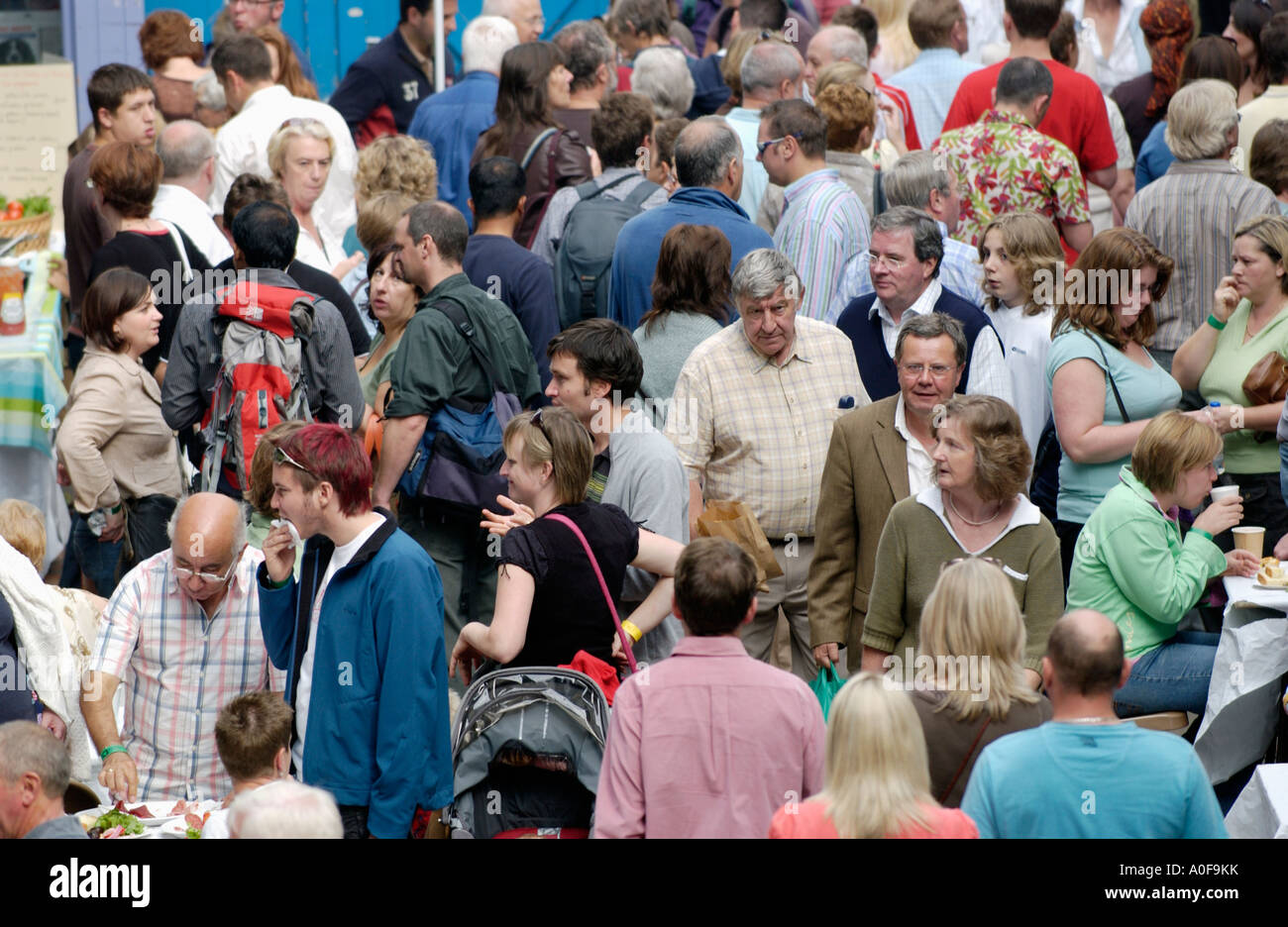 Crowds of people in the Market Hall at the annual Abergavenny Food ...