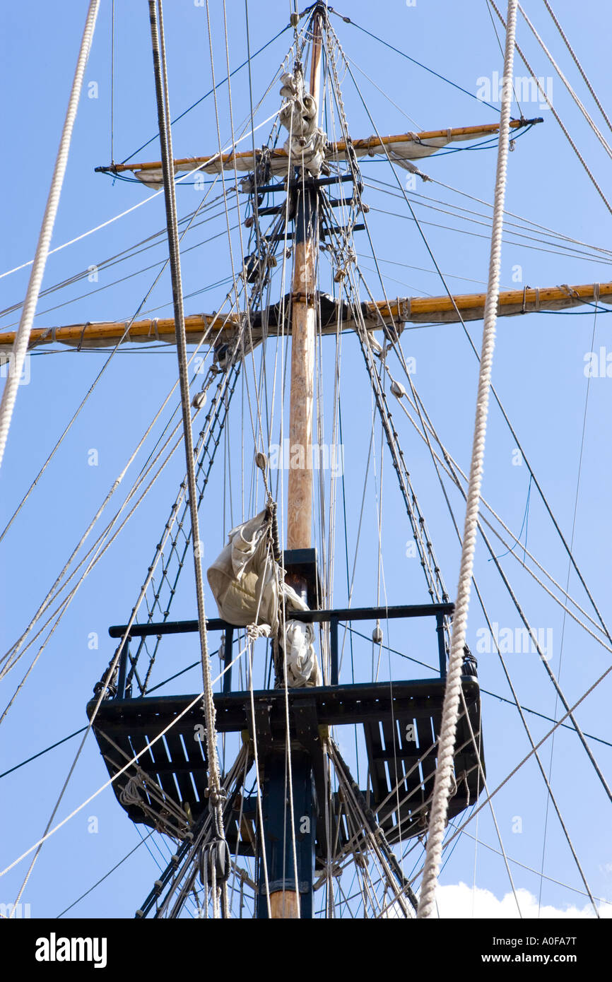 masts and rigging of The Grand Turk docked in Whitby North Yorkshire ...