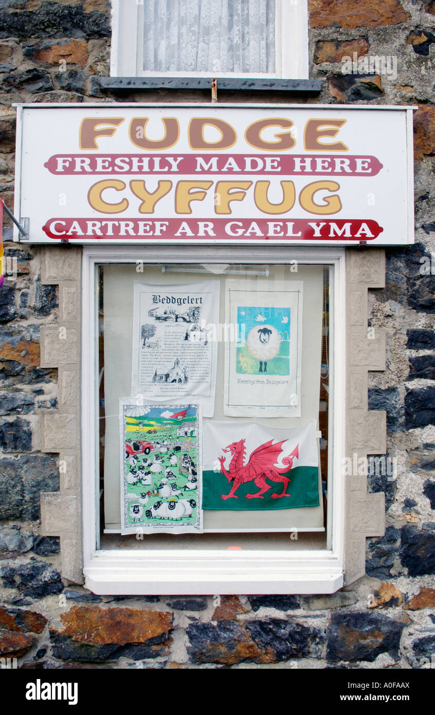 Shop selling fudge Beddgelert Gwynedd North Wales UK Stock Photo - Alamy