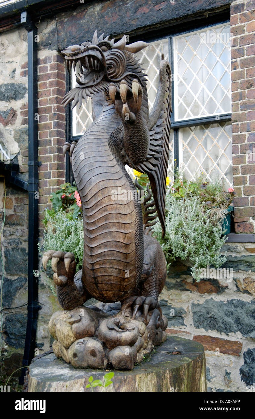 Dragon outside craft shop in Beddgelert Gwynedd North Wales UK Stock ...