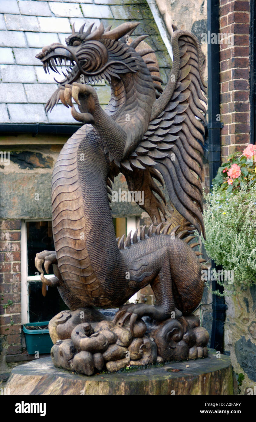 Dragon outside craft shop in Beddgelert Gwynedd North Wales UK Stock ...