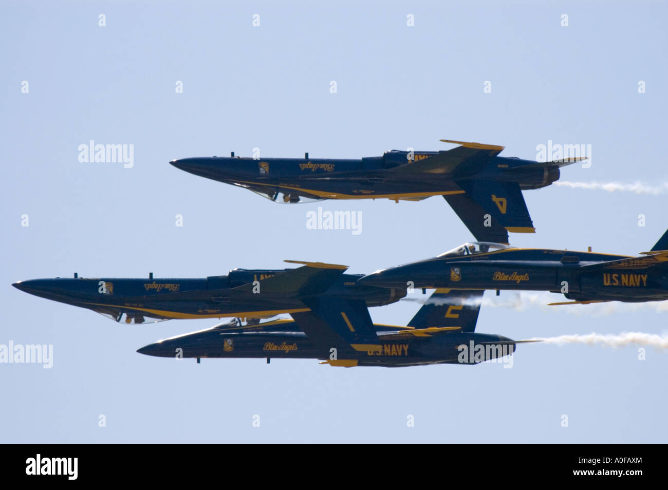 Close up of Four F/A 18 from the Blue Angels demonstrator team ...