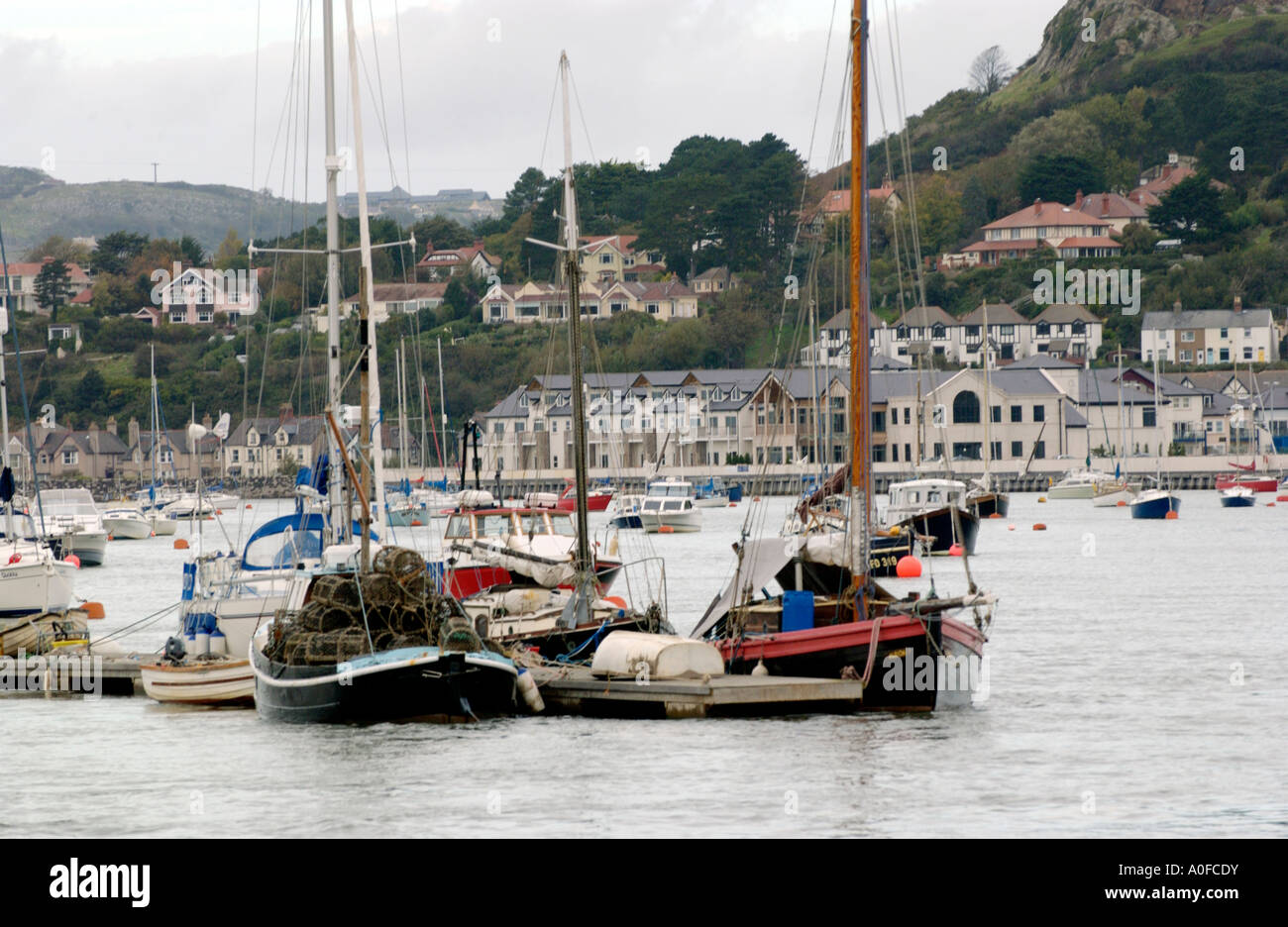 View over the harbour marina with local fishing and pleasure yachts ...