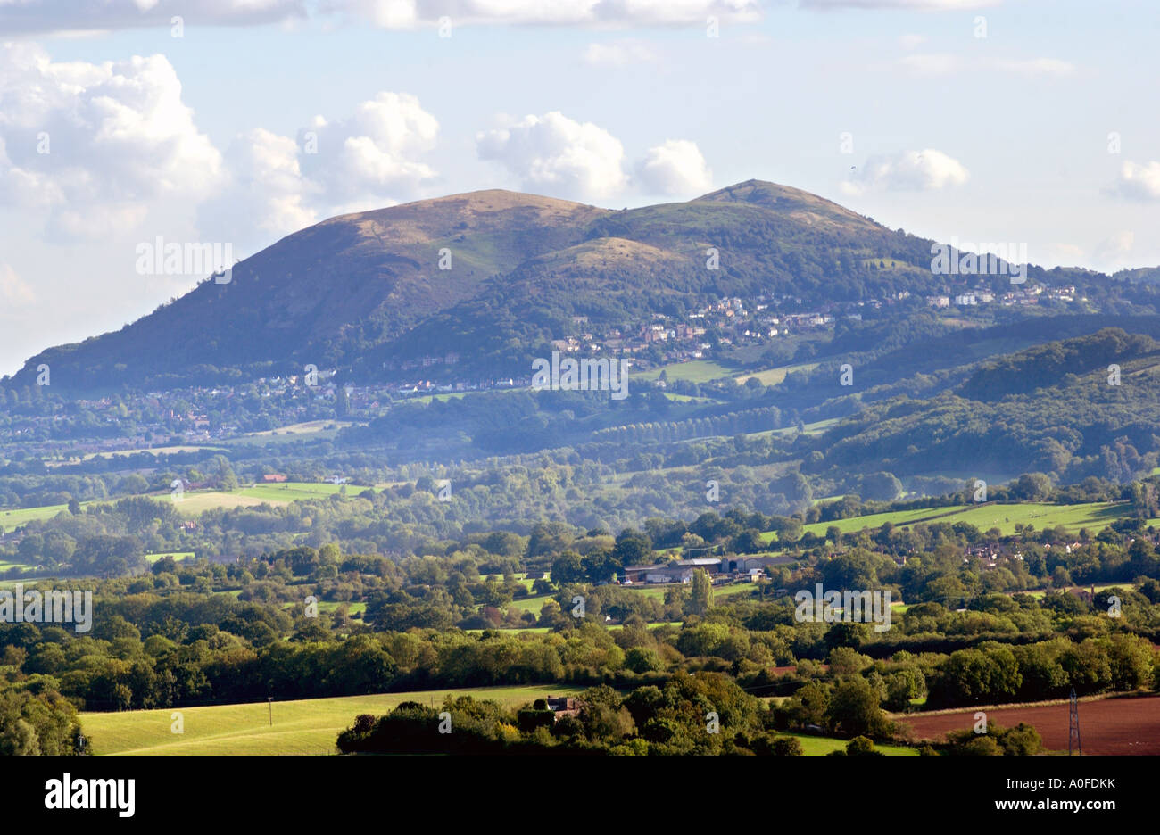 View over the Teme Valley looking toward the Malvern Hills near ...