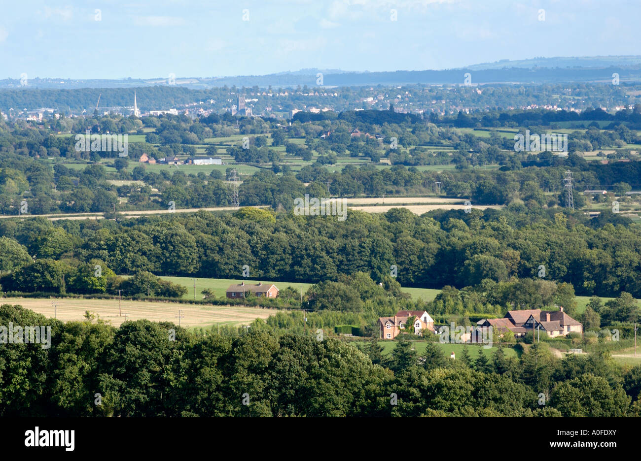 View over the Teme Valley looking toward Worcester Worcestershire ...