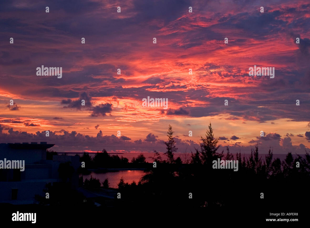 Stunning sunset view from Empire hotel balcony window, Borneo, South ...