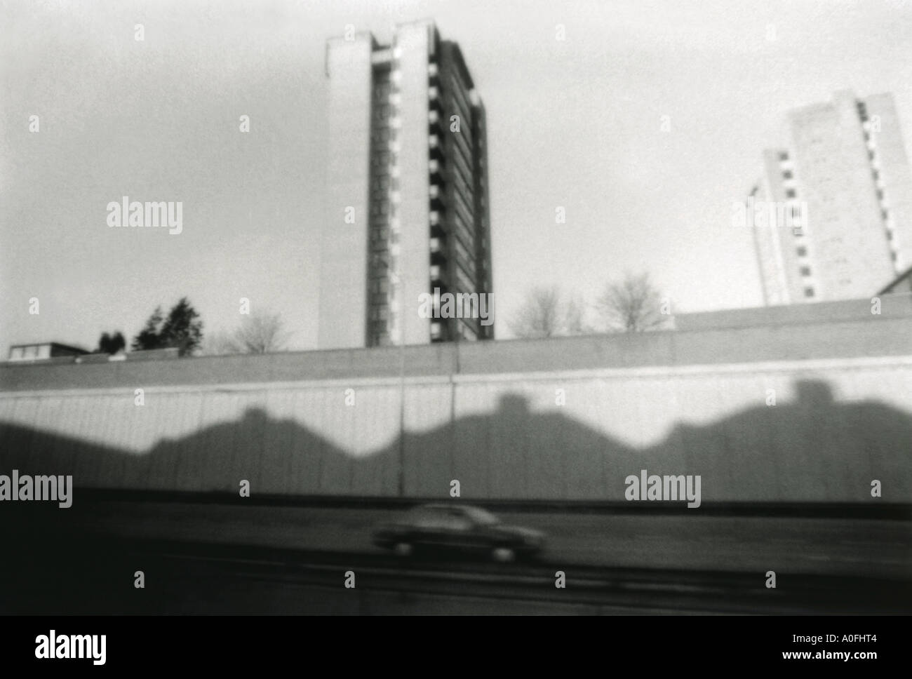 High rise block of flats with shadows London England Stock Photo - Alamy