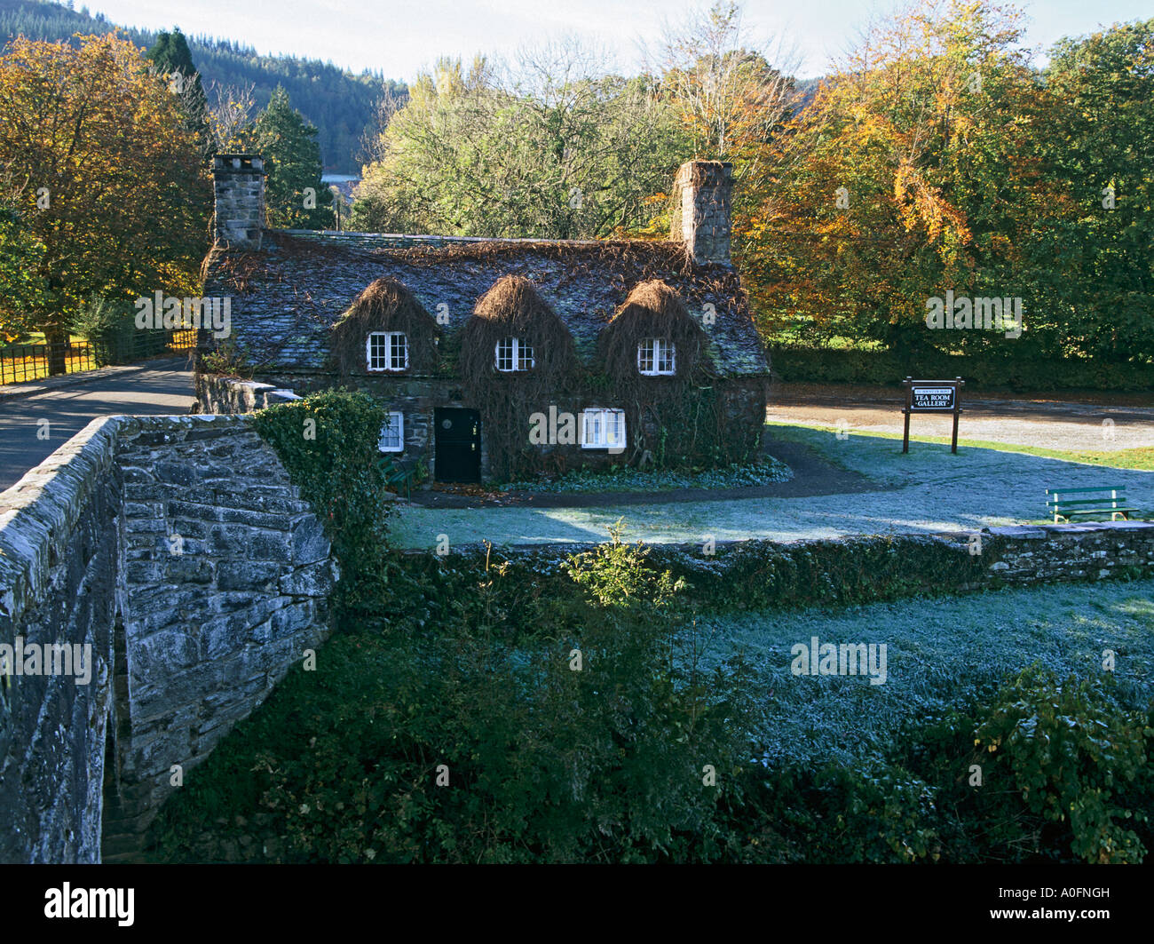 LLANRWST CONWY NORTH WALES UK November Looking down on the 15thc ...