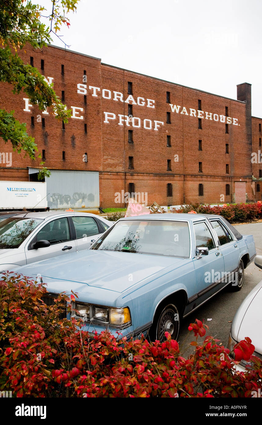 boston storage warehouse red brick building brownstone Stock Photo - Alamy
