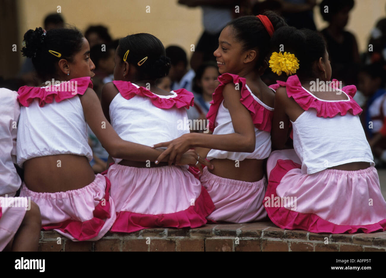 Young Cuban girls at festival in Trinidad Stock Photo - Alamy