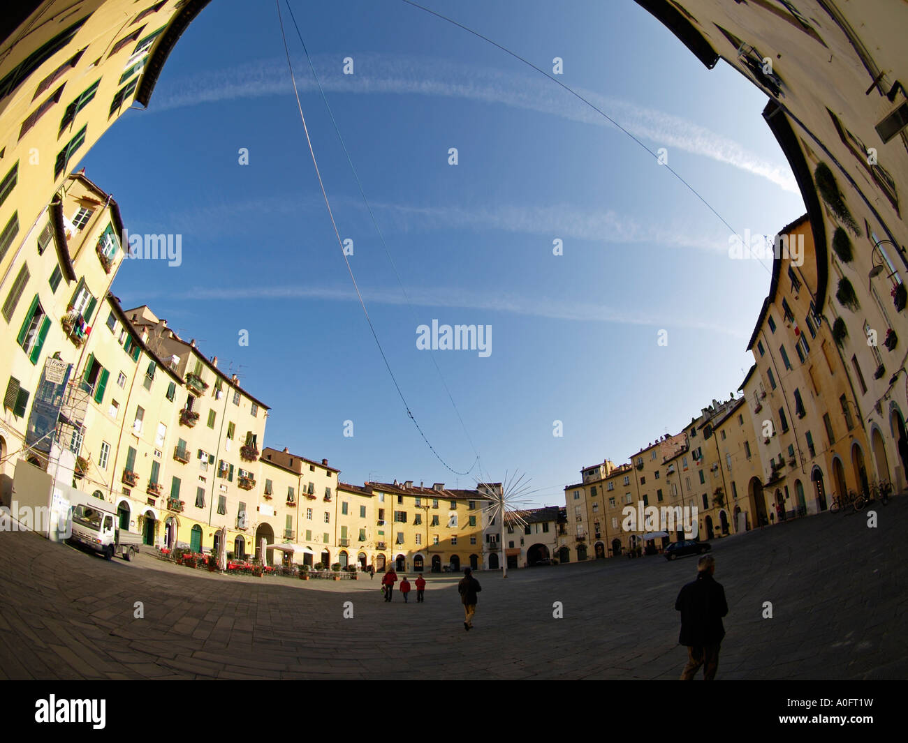 The famous Piazza del Mercato in Lucca Tuscany Italy was built on the ...