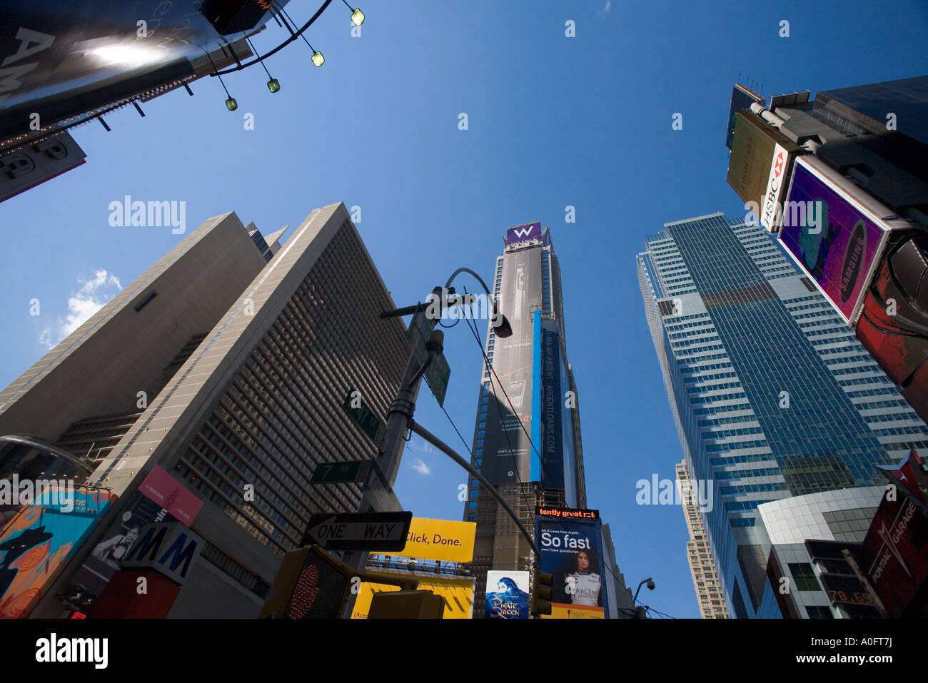 times square skyscraper on clear morning Stock Photo - Alamy