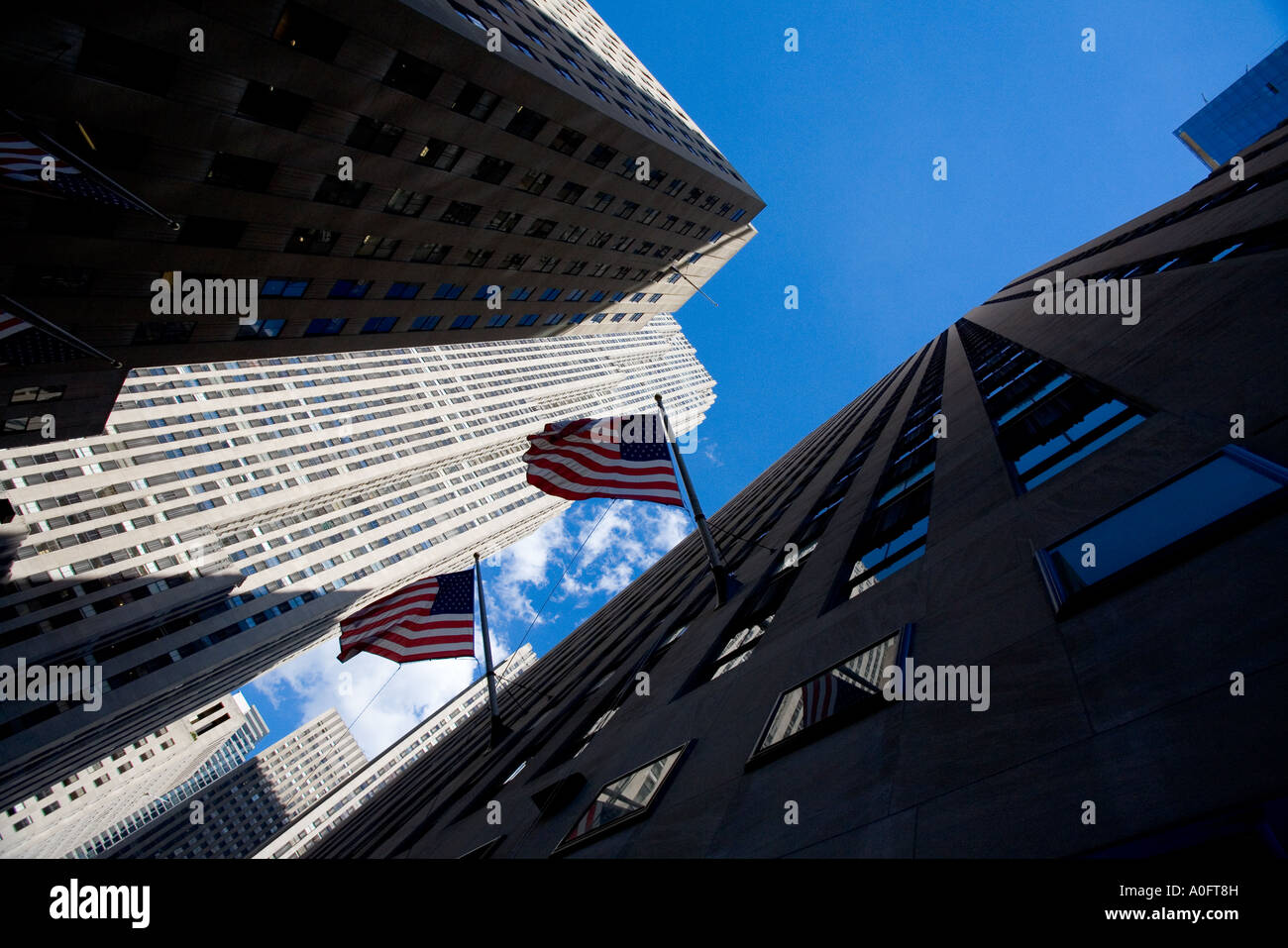 american flag on building near rockefeller center Stock Photo - Alamy